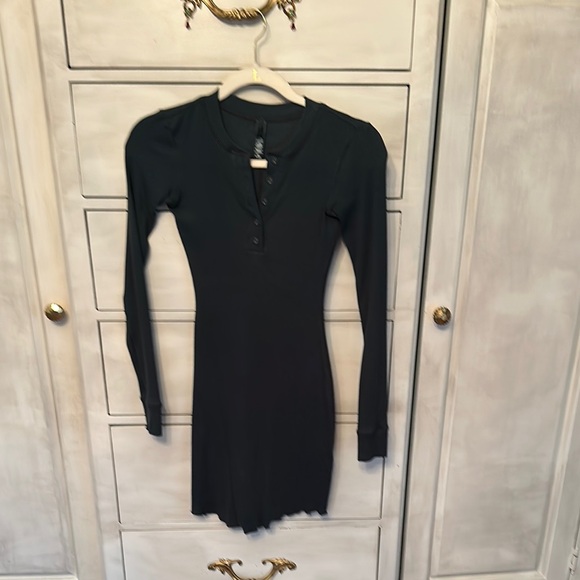 SKIMS | Dresses | Skims Super Soft Ribbed Henley Mini Dress | Poshmark